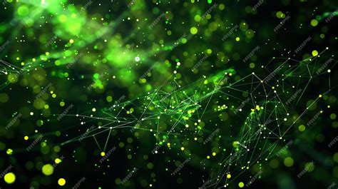 Abstract Glowing Green Plexus Background Network Connection Or Technology Concept Premium Ai