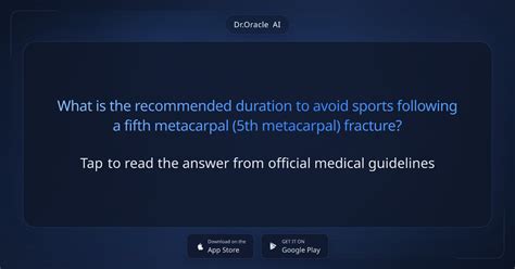 What Is The Recommended Duration To Avoid Sports Following A Fifth Metacarpal 5th Metacarpal