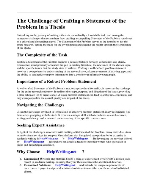 Format Statement Of The Problem In Thesis Pdf Thesis Essays