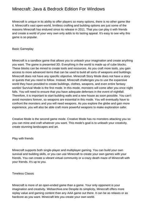 Minecraft Java Bedrock Edition For Windowswruyi Pdf Pdf Docdroid