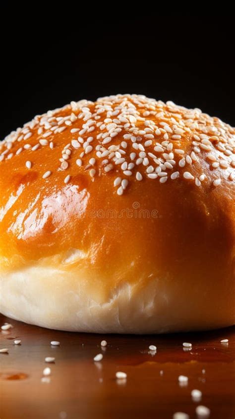 Soft And Doughy Texture Of A Freshly Baked Bun With Sesame Stock Illustration Illustration Of