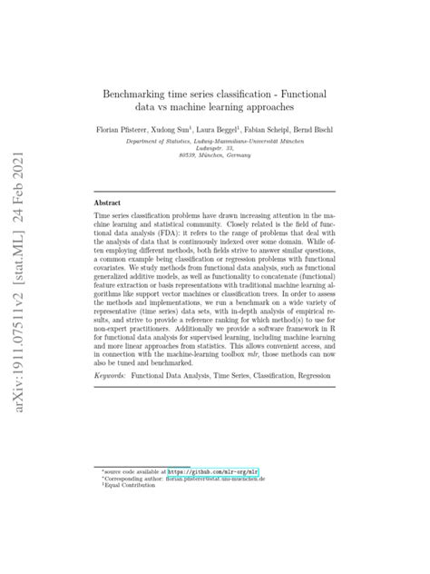 3benchmarking Time Series Classification Functional Pdf Time Series Cross Validation