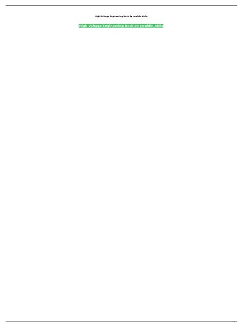 High Voltage Engineering Book By Jeraldin Ahila Pdf