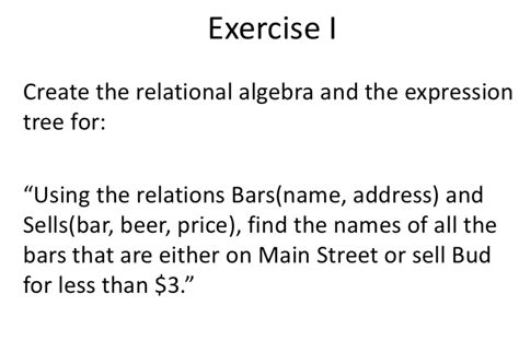Solved Exercise Create The Relational Algebra And The Chegg Com