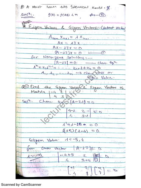 Linear Algebra Part 5 Eigen Values And Eigen Vectors Pdf Pdf
