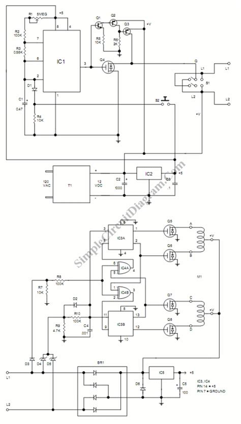 Two Wires Stepper Motor Controller Simple Circuit Diagram