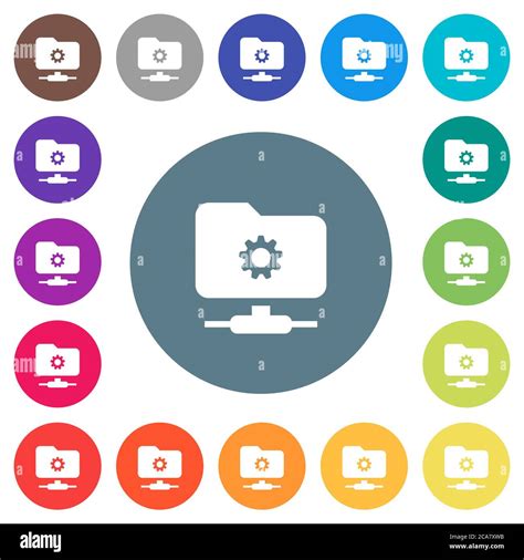 Ftp Settings Flat White Icons On Round Color Backgrounds 17 Background Color Variations Are