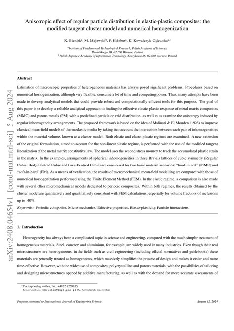 Pdf Anisotropic Effect Of Regular Particle Distribution In Elastic