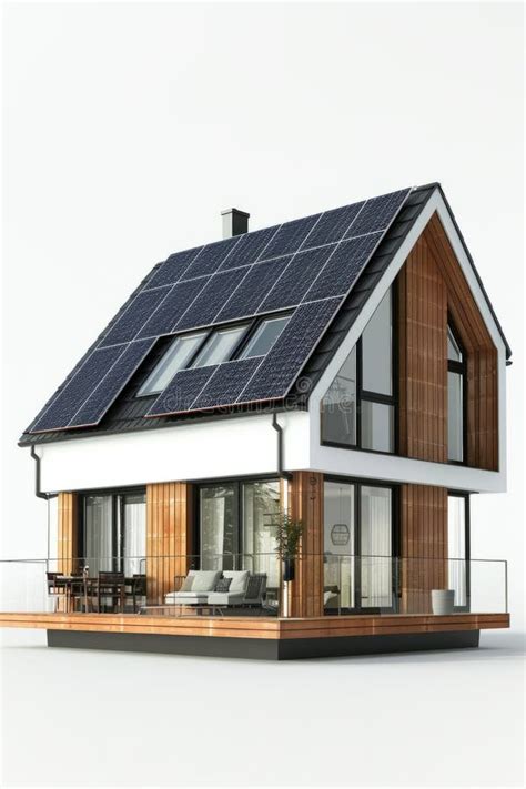 Visual Representation Of A Modern House With Solar Panels Emphasizing