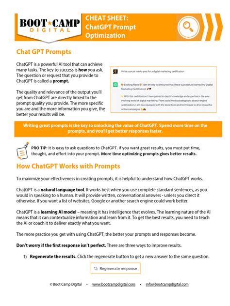 boot camp digital chatgpt prompt optimization cheat sheet pdf