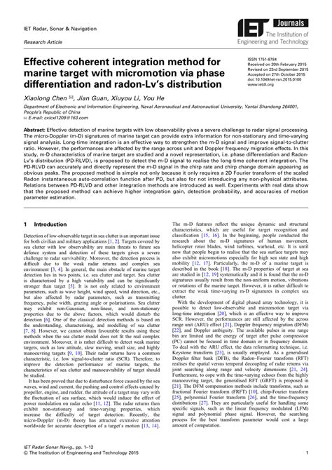 Pdf Effective Coherent Integration Method For Marine Target With Micromotion Via Phase