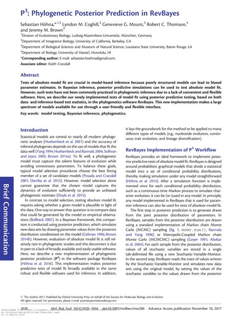 PDF P Phylogenetic Posterior Prediction In RevBayes