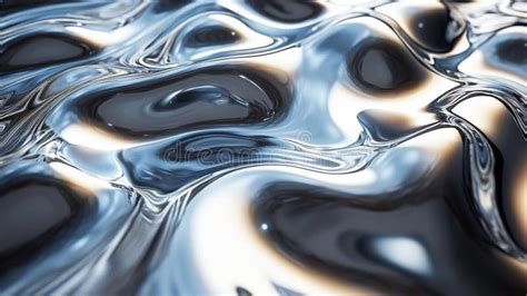 Abstract Metallic Fluid Texture With Smooth Curves Reflecting Light And