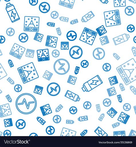 Set Line Electric Circuit Scheme Battery Vector Image
