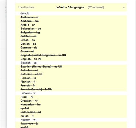 Android When Publishing Apk To Google Play Some Localizations Got Removed Stack Overflow
