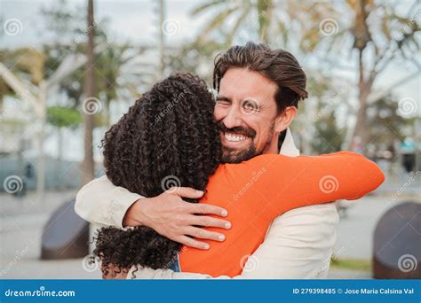 Passionate Encounter Of A Couple In Love Embraced And Tender Hug
