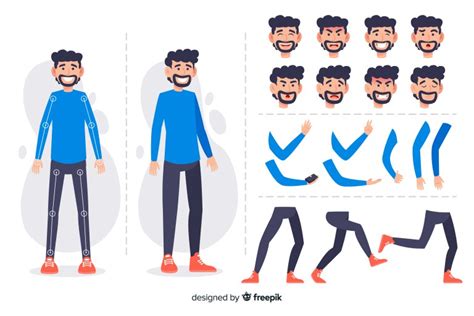 دانلود وکتور کارتونی مرد جوان در حالت های مختلف دانلود رایگان فایل