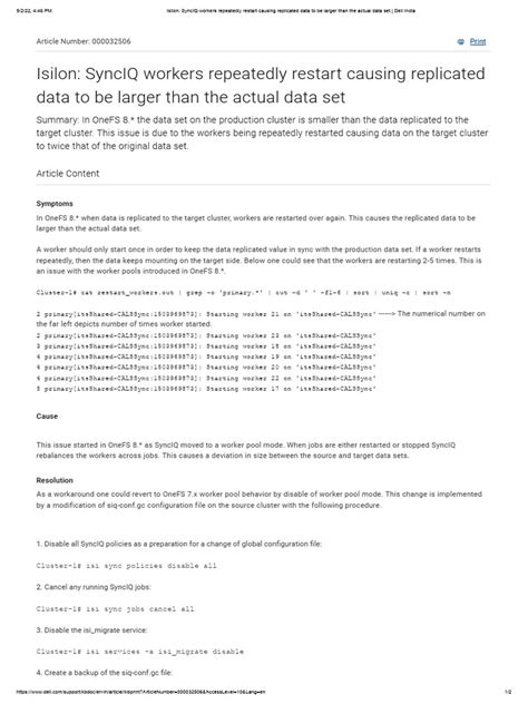 isilon synciq workers repeatedly restart causing replicated data to