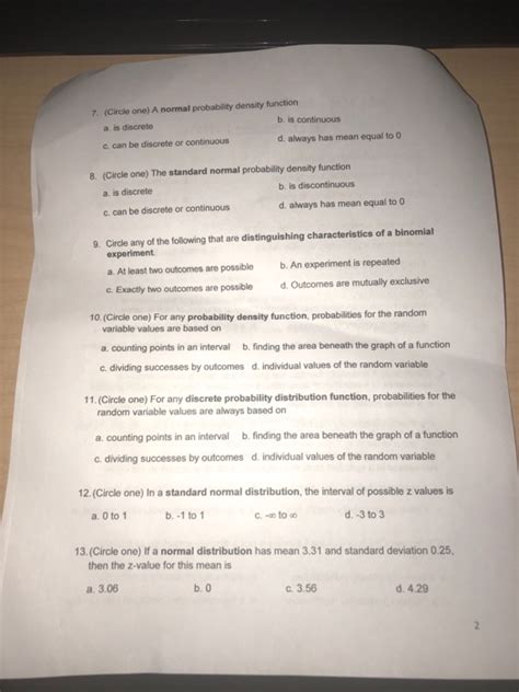 Solved Circle One A Random Variable A Assigns