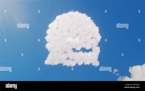 3d Rendering Of White Fluffy Clouds In Shape Of Symbol Of Two Rounded Chat Bubbles With Three