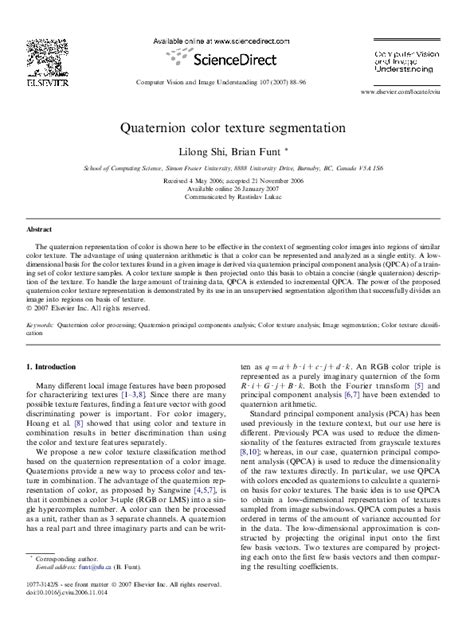 Pdf Quaternion Color Texture Segmentation
