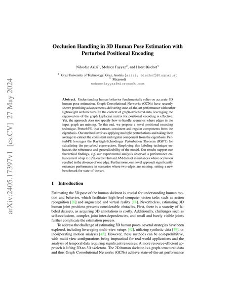 PDF Occlusion Handling In D Human Pose Estimation With Perturbed Positional Encoding