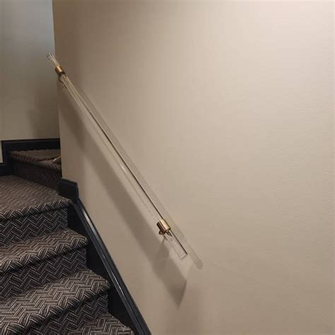 Custom Lucite Handrail By Luxholdups Lucite And Brass Indoor Stair Railing W Modern Bracket In