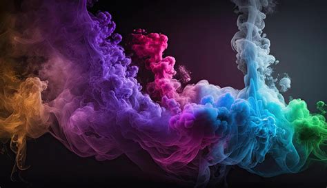 Abstract Colorful Of Smoke Background Neon Light Through Smoke Or Fog Lighting In The Dark