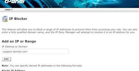 CPanel Use IP Blocker To Restrict Access CrossWinds Cadre