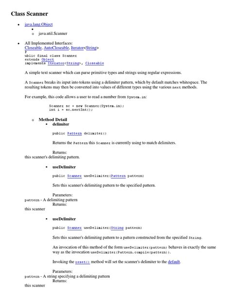 class scanner method detail pdf method computer programming