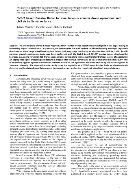 1 Dvb T Based Passive Radar For Simultaneous Counter Drone Docslib