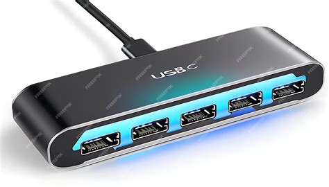 Usbc Hub With Multiple Ports And Blue Led Lighting Premium Ai