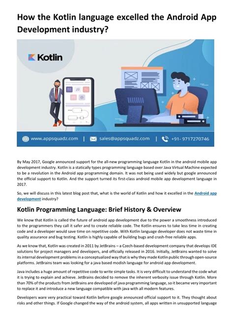 Ppt How The Kotlin Language Excelled The Androidapp Development Industry Powerpoint