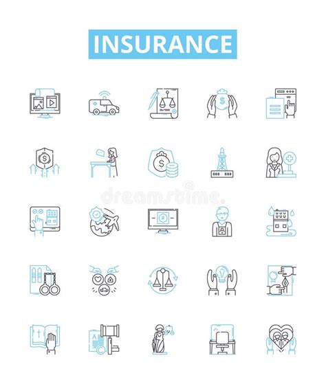 Insurance Vector Line Icons Set Cover Coverage Risk Premium Protection Assured Liability