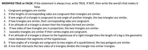solved modified true or false if the statement is always