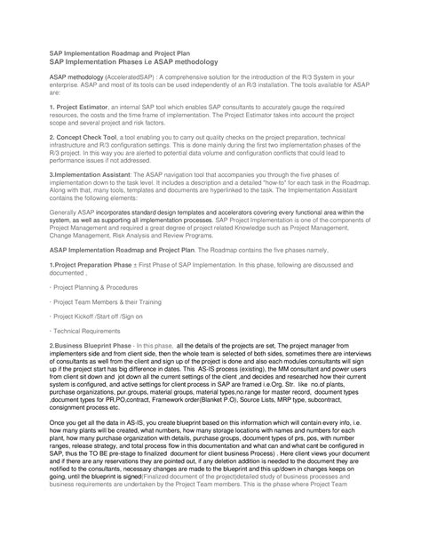 Docx Sap Implementation Roadmap And Project Plan Docx Dokumen Tips