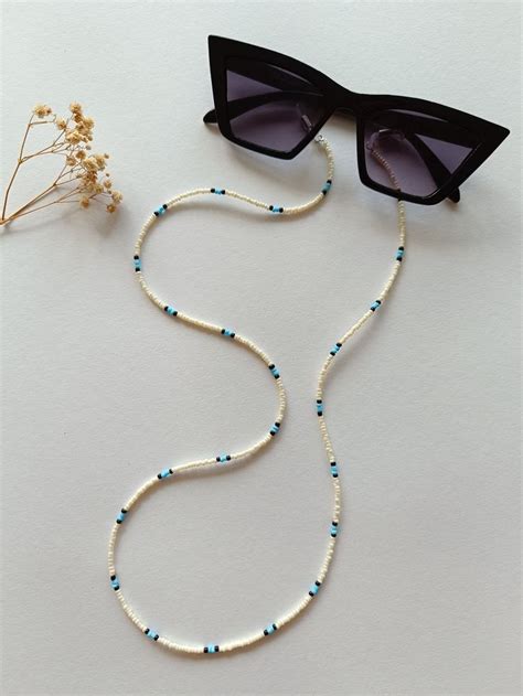 White Blue Sunglasses Chain Boho Beaded Glasses Chain Eyeglass Holder Glasses Chain Handmade