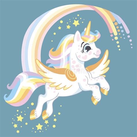 Funny Cartoon Magic Unicorn Vector Illustration Stock Vector Illustration Of Clipart Trendy