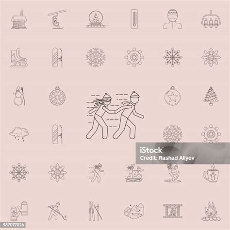 커플과 눈 폭풍 아이콘입니다 겨울 아이콘의 자세한 설정 합니다 프리미엄 품질 그래픽 디자인 부호입니다 웹사이트 웹 디자인 모바일