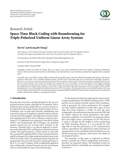 Pdf Space Time Block Coding With Beamforming For Triple Polarized