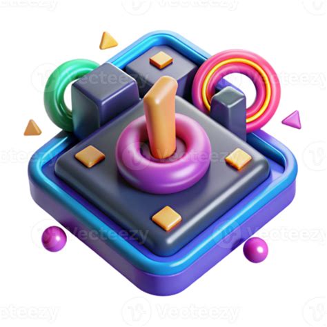 Vibrant 3d Render Of A Retro Joystick Game Controller 55239034 Png
