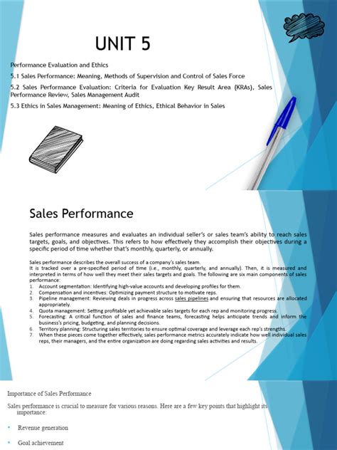 Unit 5 Performance Evaluation And Ethics Pdf Sales Performance Appraisal