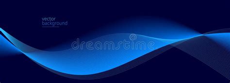 Curve Shape Flow Vector Abstract Background In Dark Blue Gradient Dynamic And Speed Concept
