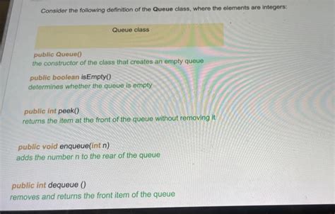 Solved Consider The Following Definition Of The Queue Class