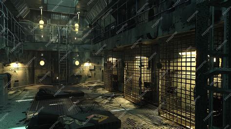 Premium Photo A Dark And Dirty Prison Cell With A Bunk Bed A Toilet