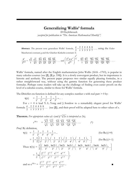 pdf generalizing wallis formula