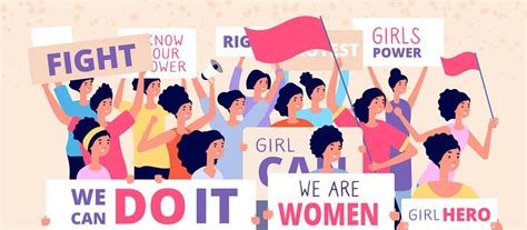 Premium Vector Female Demonstration Protest Women Freedom People With