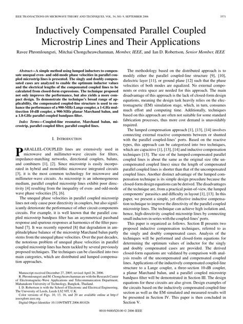Pdf Inductively Compensated Parallel Coupled Microstrip Lines And Their Applications
