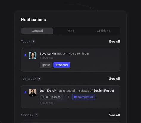 Dark Ui For A Notifications Modal In 2024 Wireframe Design Ui Design Inspiration Ui Elements