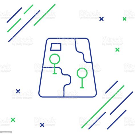 흰색 배경에 격리 된 도시지도 탐색 아이콘의 라인 인포 그래픽 모바일 앱 인터페이스 컨셉 디자인 지오라세이션 개념 다채로운 개요